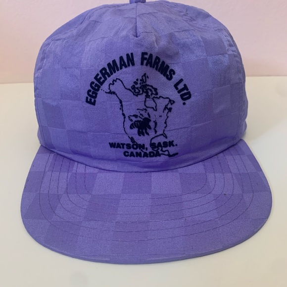 Vintage | Accessories | Nylon Checkered 8s Lavender Cap Eggerman Farms ...